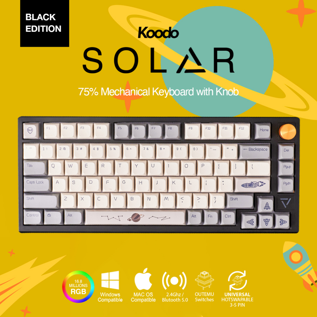 Jual Koodo Solar Black - Mechanical Keyboard 75% w/Knob Layout | Shopee ...
