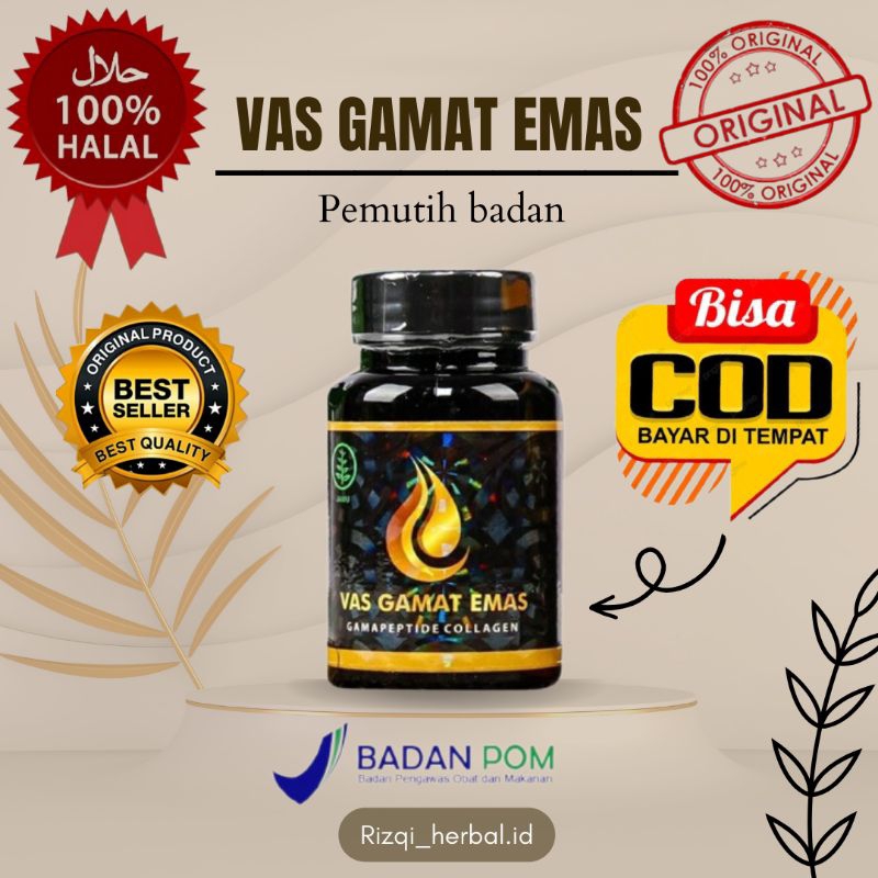 Jual VAS GAMAT EMAS COLLAGEN ORIGINAL PEMUTIH BADAN WAJAH GLOWING ...