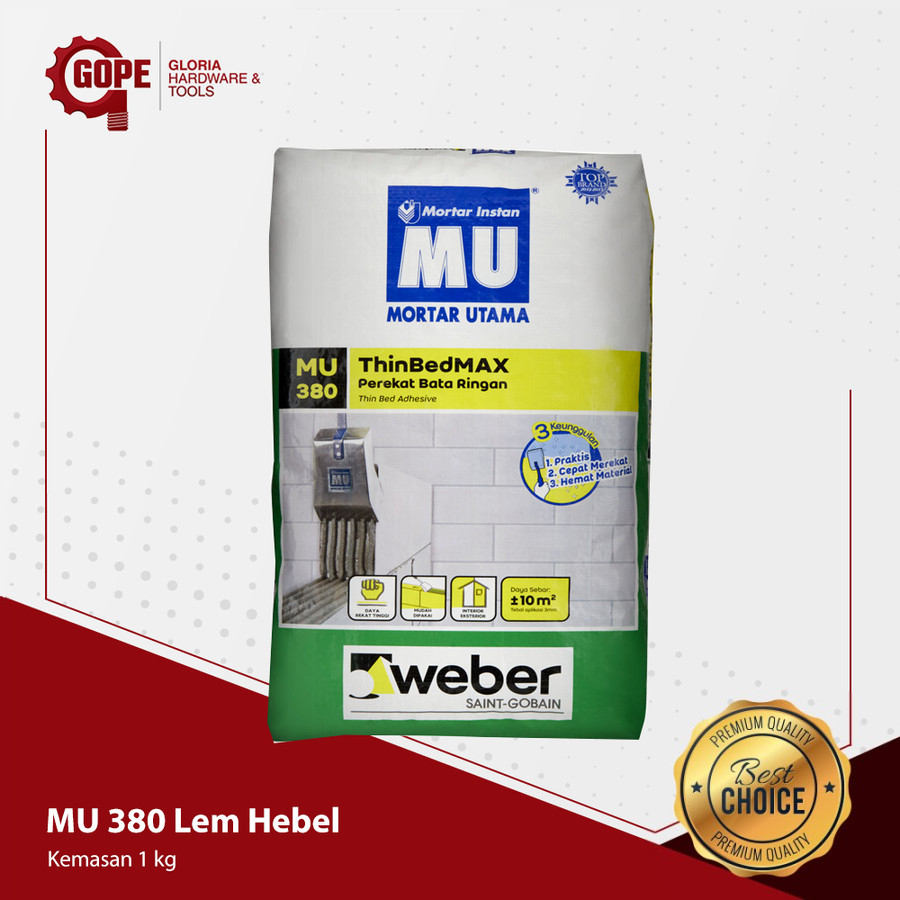 Jual Mu 380 Mortar Utama Semen Lem Pasang Hebel Kemasan 1 kg | Shopee ...