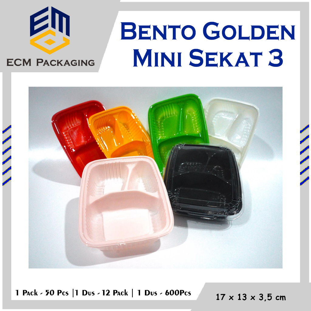 Jual MIKA BENTO GOLDEN MINI SEKAT 3 50PCS | MIKA BENTO ANAK | BENTO ...