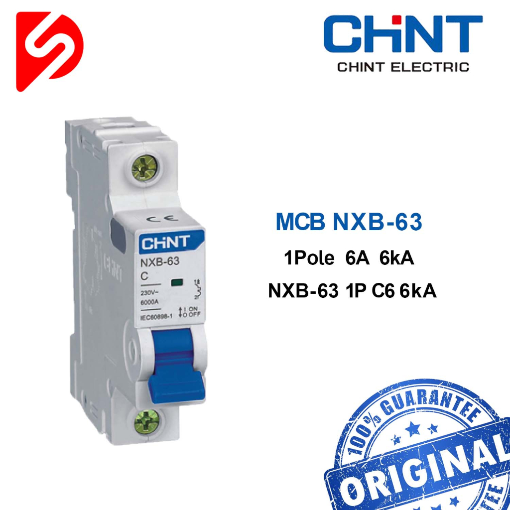 Jual Miniature Circuit Breaker (MCB) "NXB-63 1P C6" 6A 6kA CHINT | Shopee Indonesia