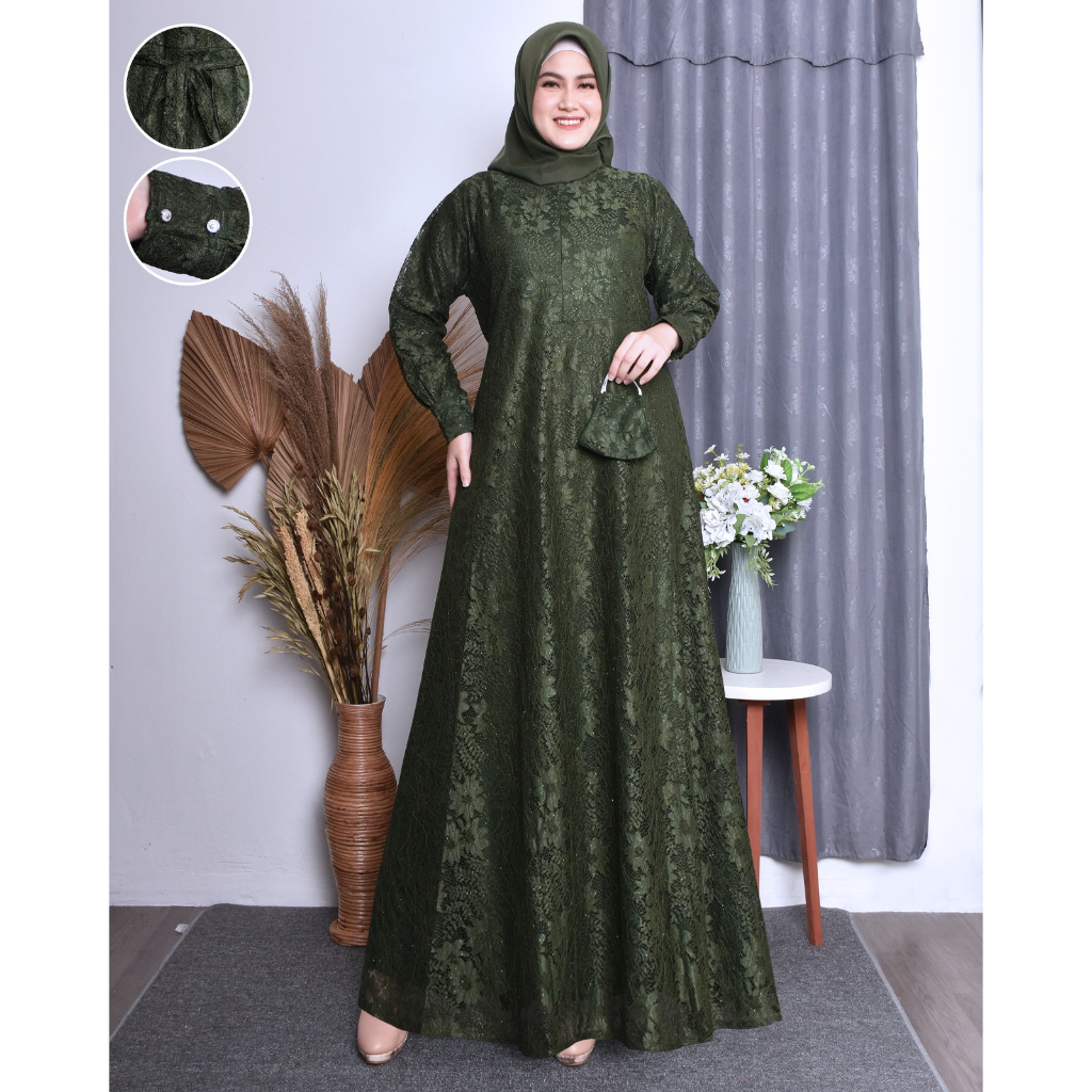 Jual Gamis Wanita Jumbo Burkat Busui-Dress Kondangan Cewek Kekinian ...