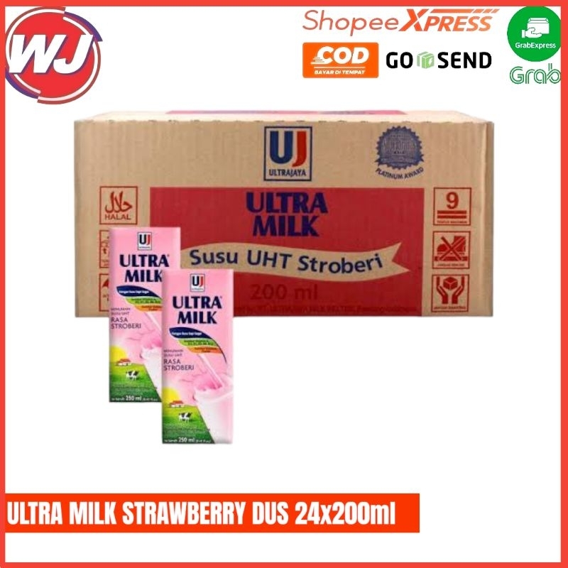 Jual ULTRA MILK STRAWBERRY DUS 24x200ml | Shopee Indonesia