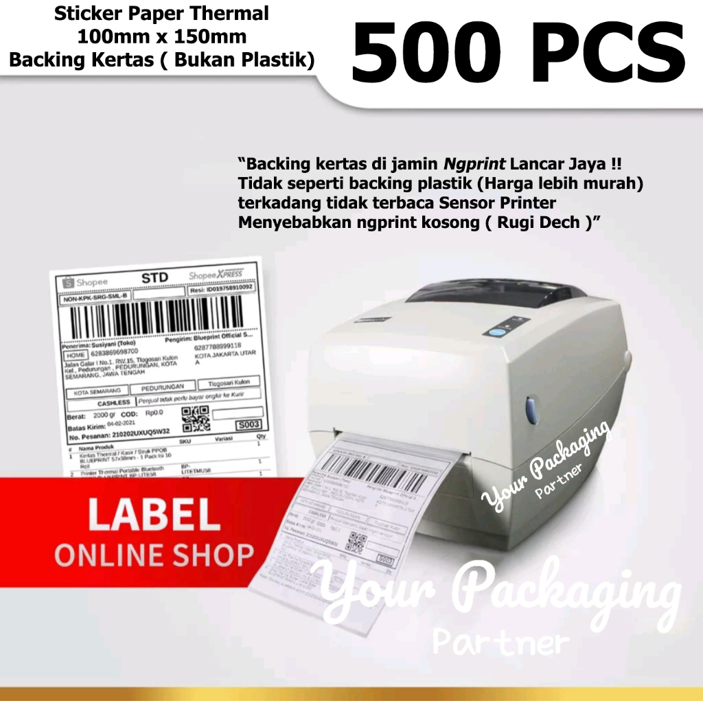 Jual Kertas Thermal 100x150 mm isi 500 Pcs / Sticker Label thermal barcode Roll A6 Backing ...