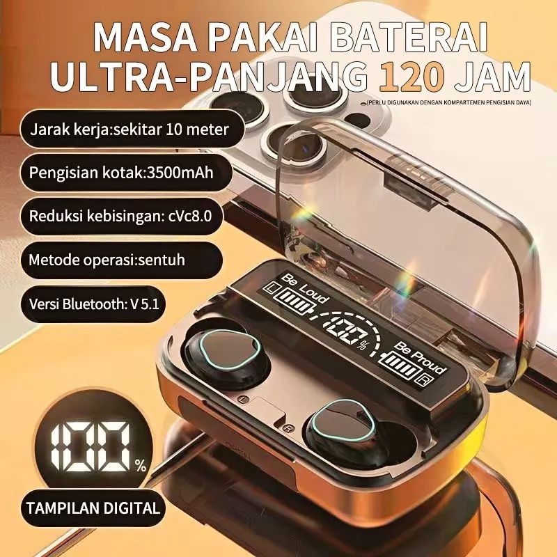 Jual Hf Handsfree Headset Bluetooth Wireless TWS M10 V5.1.A Plus Powerbank | Shopee Indonesia