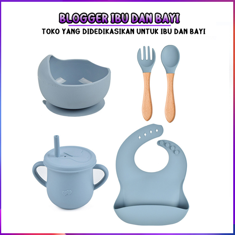Jual Baby Tableware/Peralatan makan bayi 5pcs Peralatan makan silikon ...