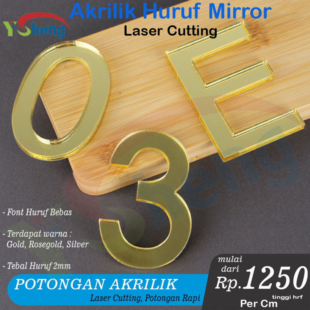 Jual Huruf Akrilik Gold / RoseGold / Silver Mirror / Laser Cutting ...