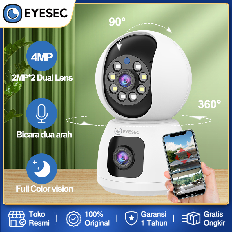 Jual EYESEC CCTV WiFi Indoor 4MP Dual Lens IP Camera 360° PTZ Kamera HP ...