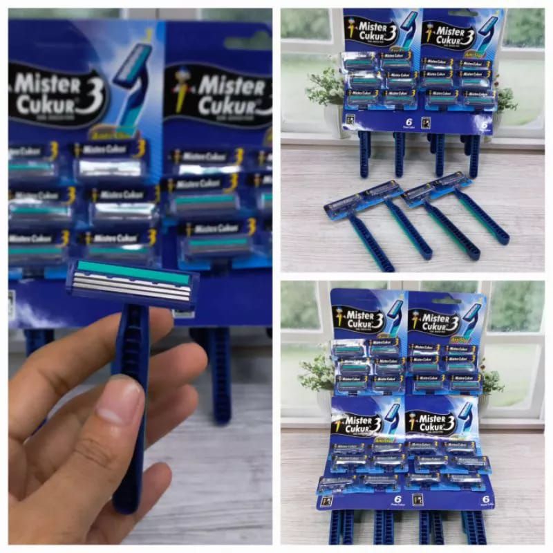Jual Mister cukur biru Pisau 3 dan 2 alat cukur kumis jenggot | Shopee Indonesia