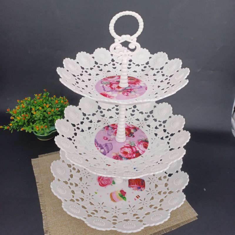 Jual Cake Stand | 7073-6083 Cupcake Stand Cake tier Bulat | 1 Set piring Susun Kue Tingkat | Rak ...