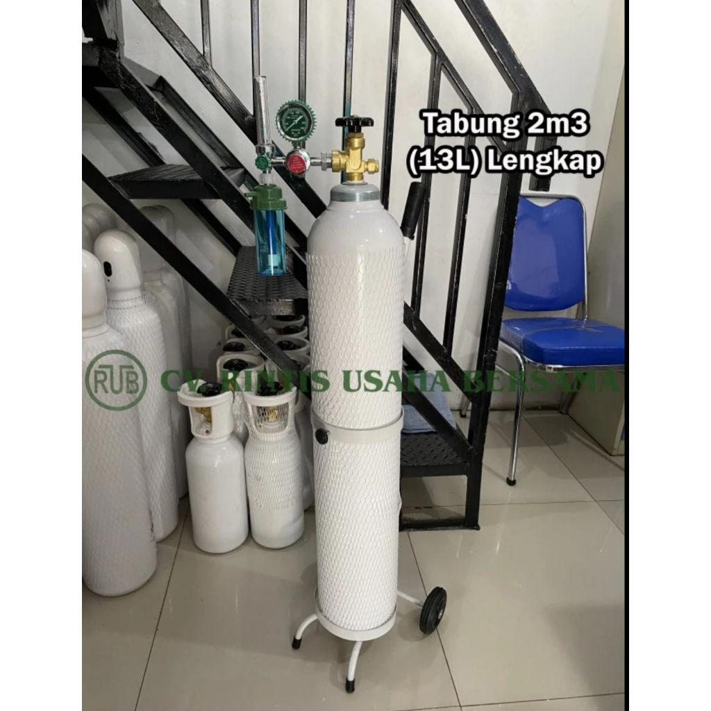 Jual Tabung Oksigen 2m3 Lengkap (Tabung, Troly, Regulator, Selang, Isi) | Shopee Indonesia