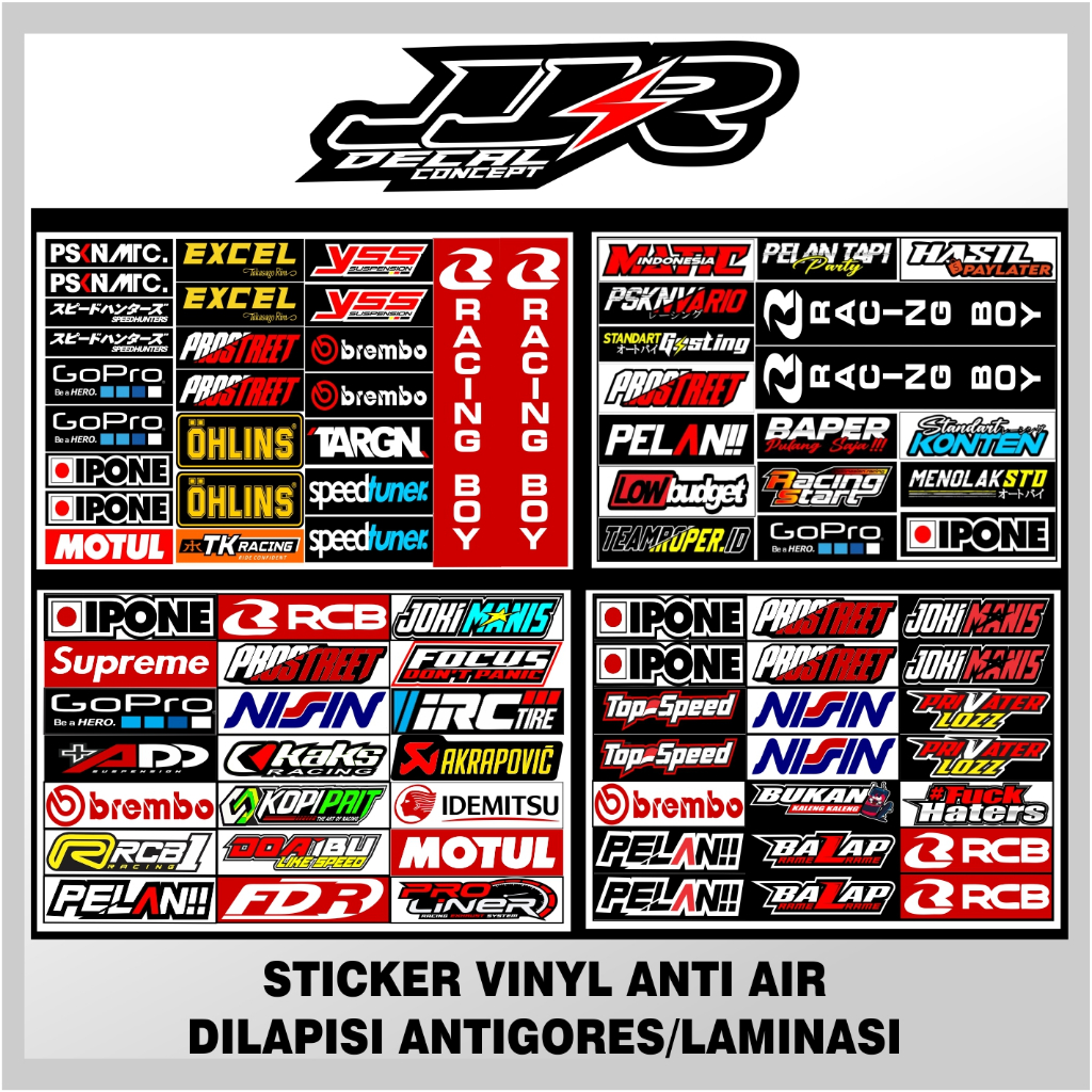 Jual Sticker Pack Sponsor stiker set lembaran Racing Stiker motor helem ...