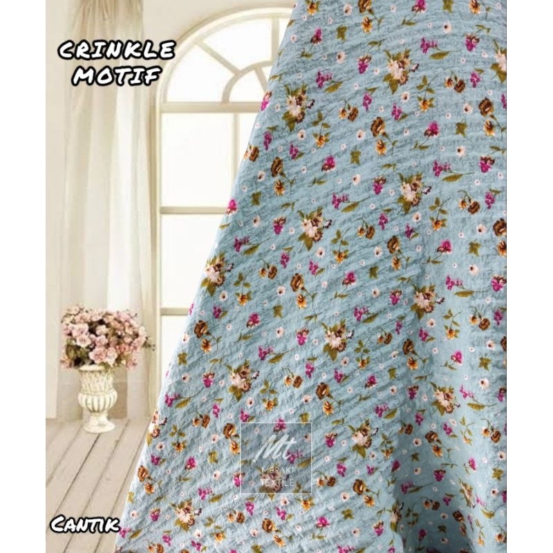 Jual Kain Crinkle Motif Bunga Bunga Terbaru Kekinian (harga per ...