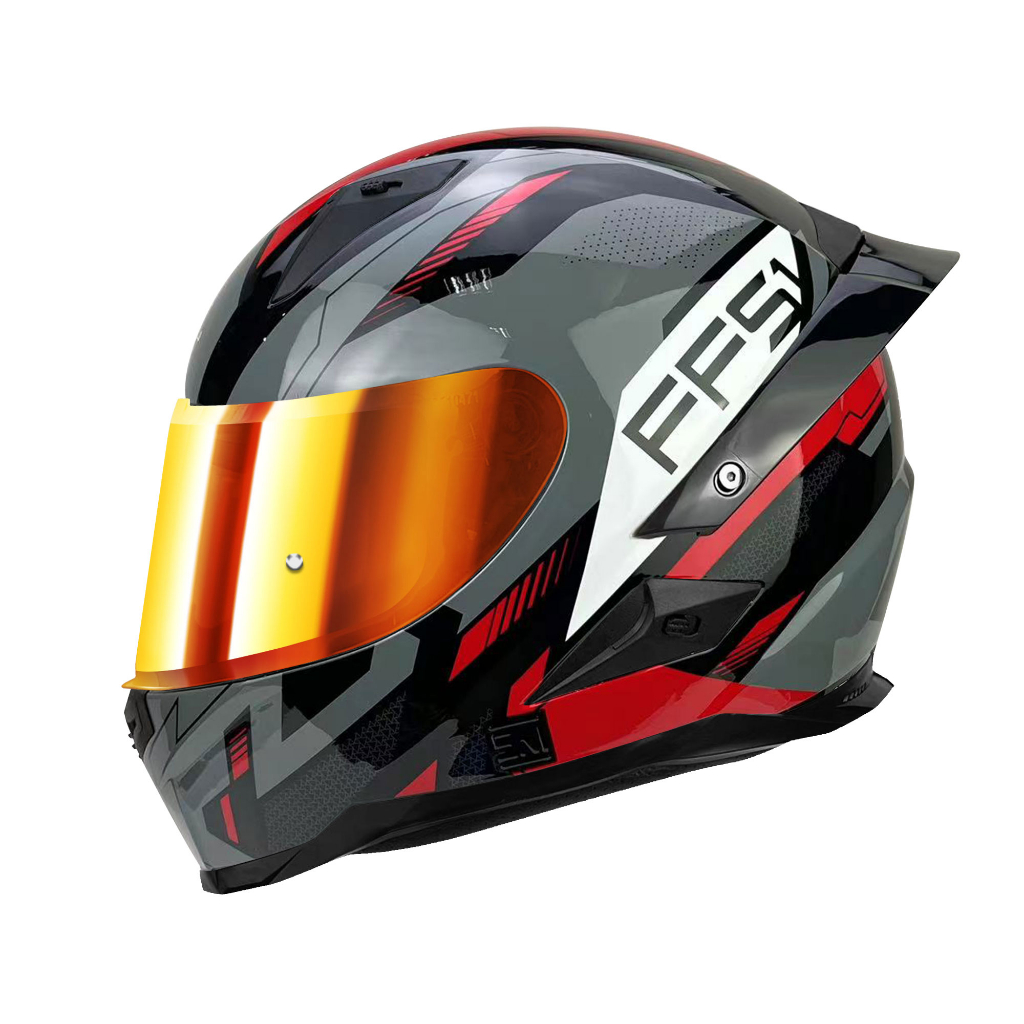 Jual Helm Fullface Snail FFS1 Gamma Grey Red Visor Red | Shopee Indonesia