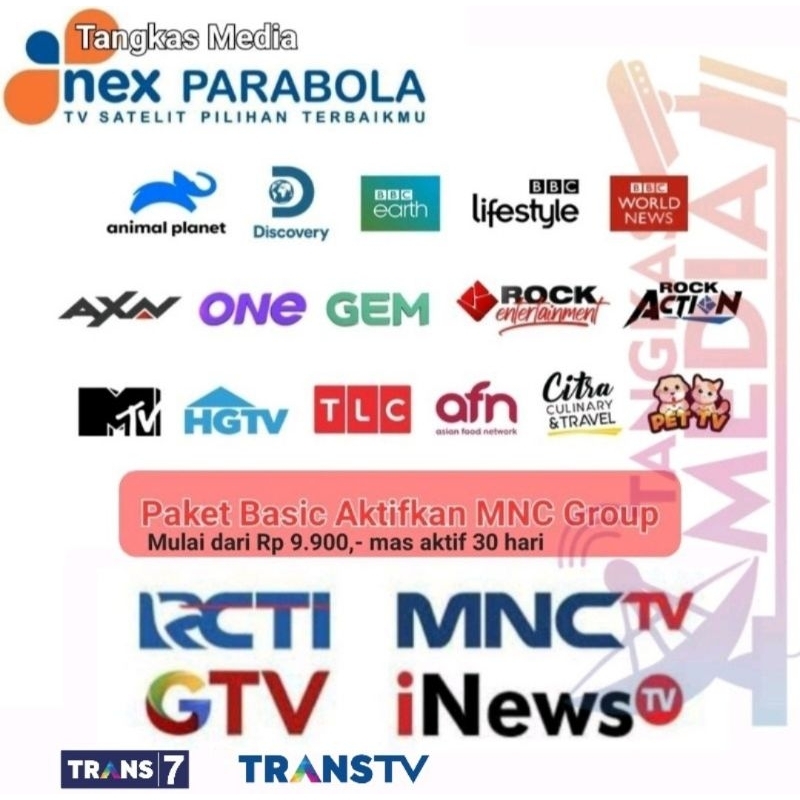 Jual Paket Basic Nex Parabola Aktifkan Trans TV & MNC Group (RCTI, MNCTV, GTV, INEWS), SCTV ...