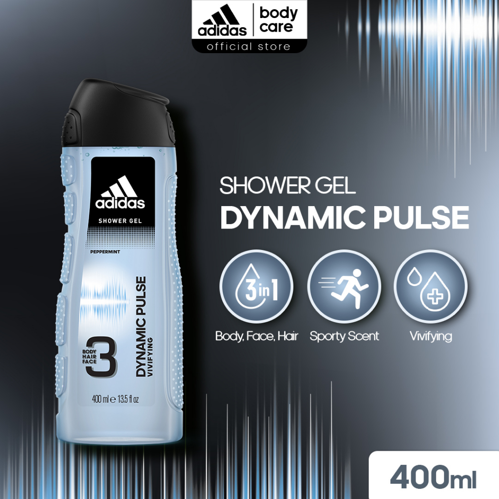 Jual ADIDAS Dynamic Pulse 3in1 Body Hair Face Shower Gel 400ml | Shopee ...