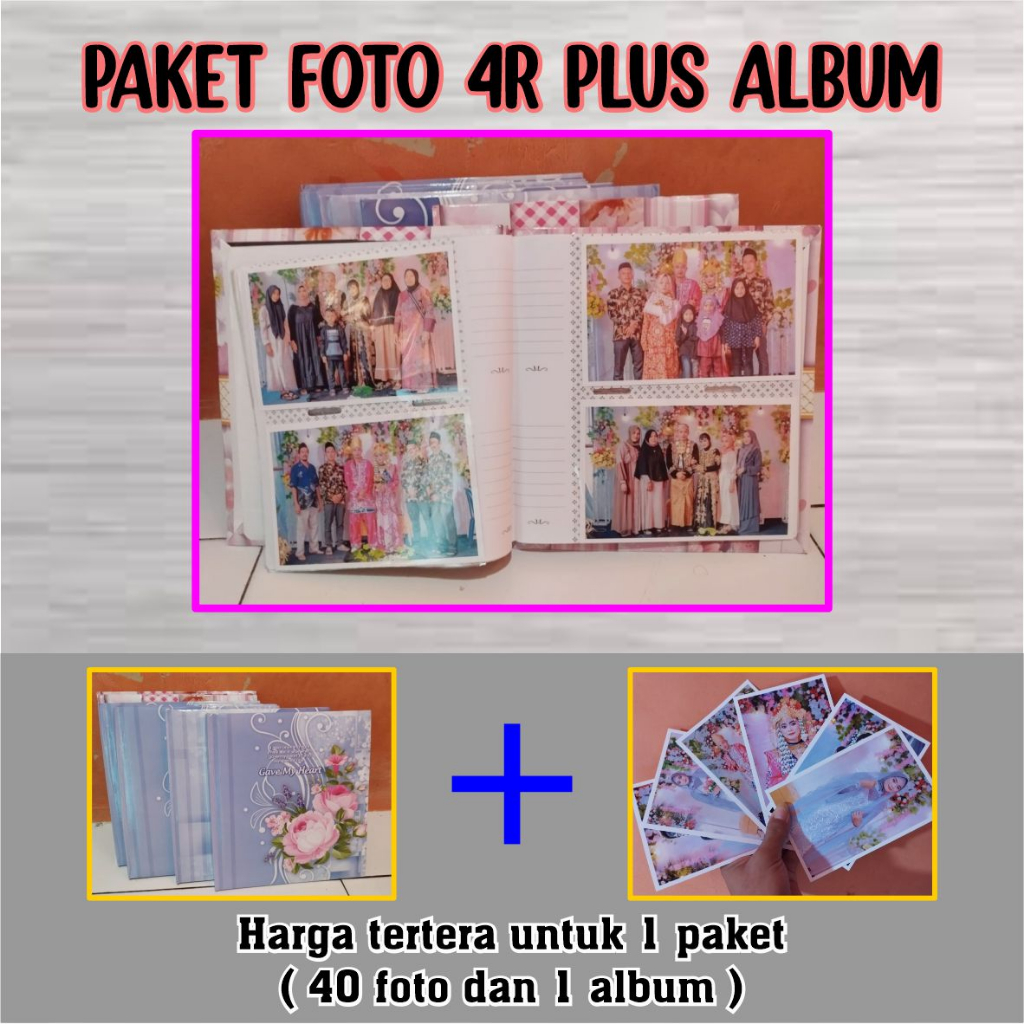Jual PAKET FOTO 4R PLUS ALBUM ( 40 foto dan 1 album) | Shopee Indonesia