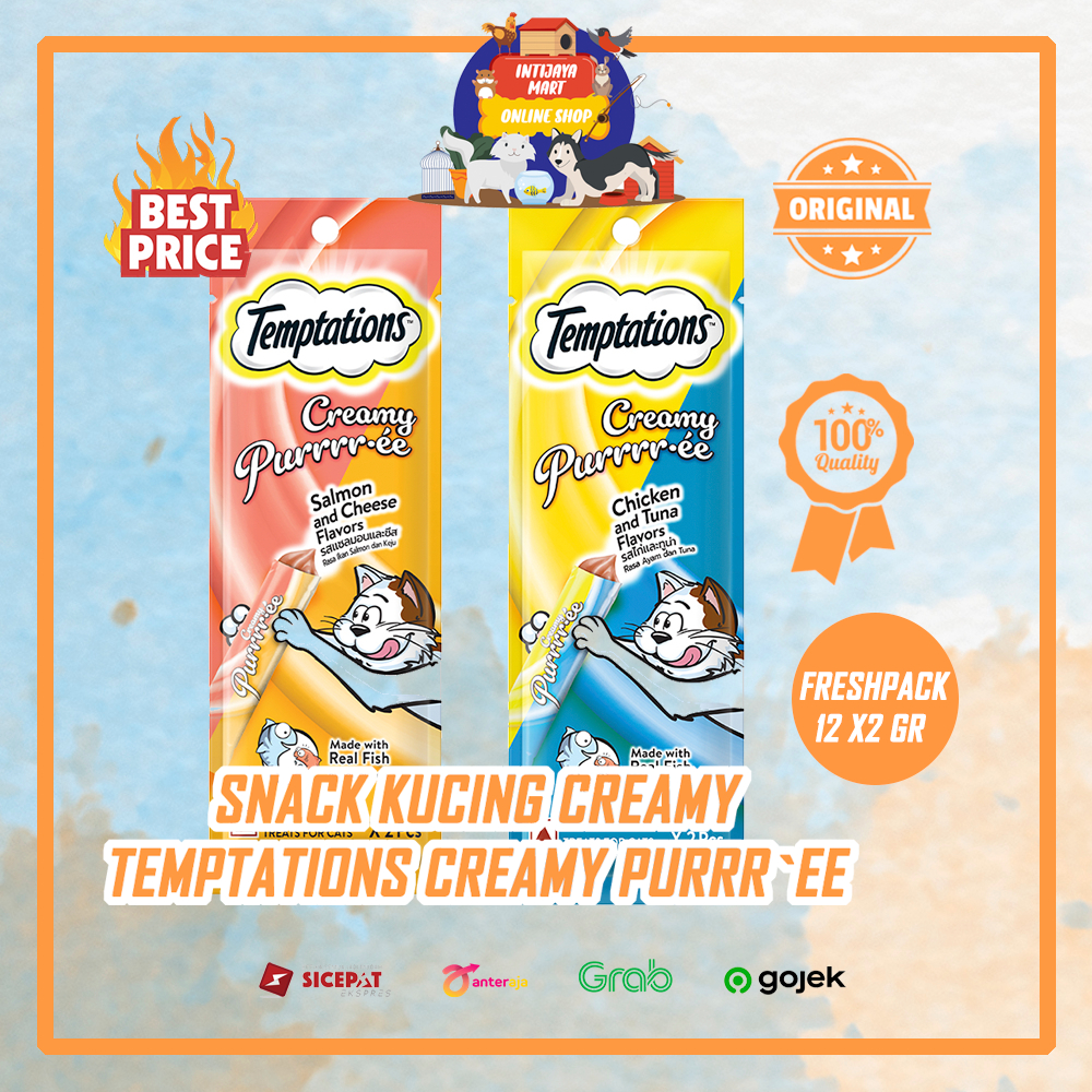Jual TEMPTATIONS Creamy Purrrr-ee Snack Kucing 48 g | Snack Kucing ...