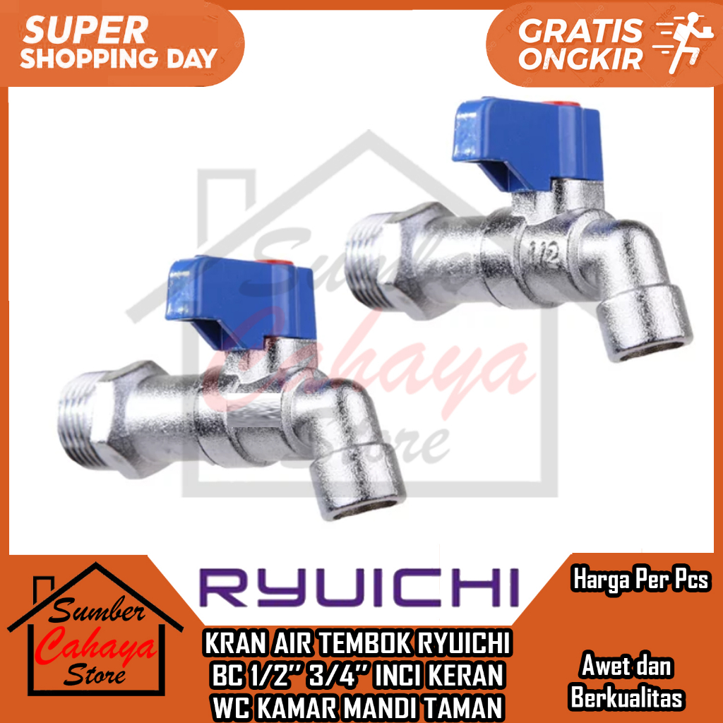 Jual KRAN AIR TEMBOK RYUICHI BC 1/2’’ 3/4’’ INCI KERAN WC KAMAR MANDI ...