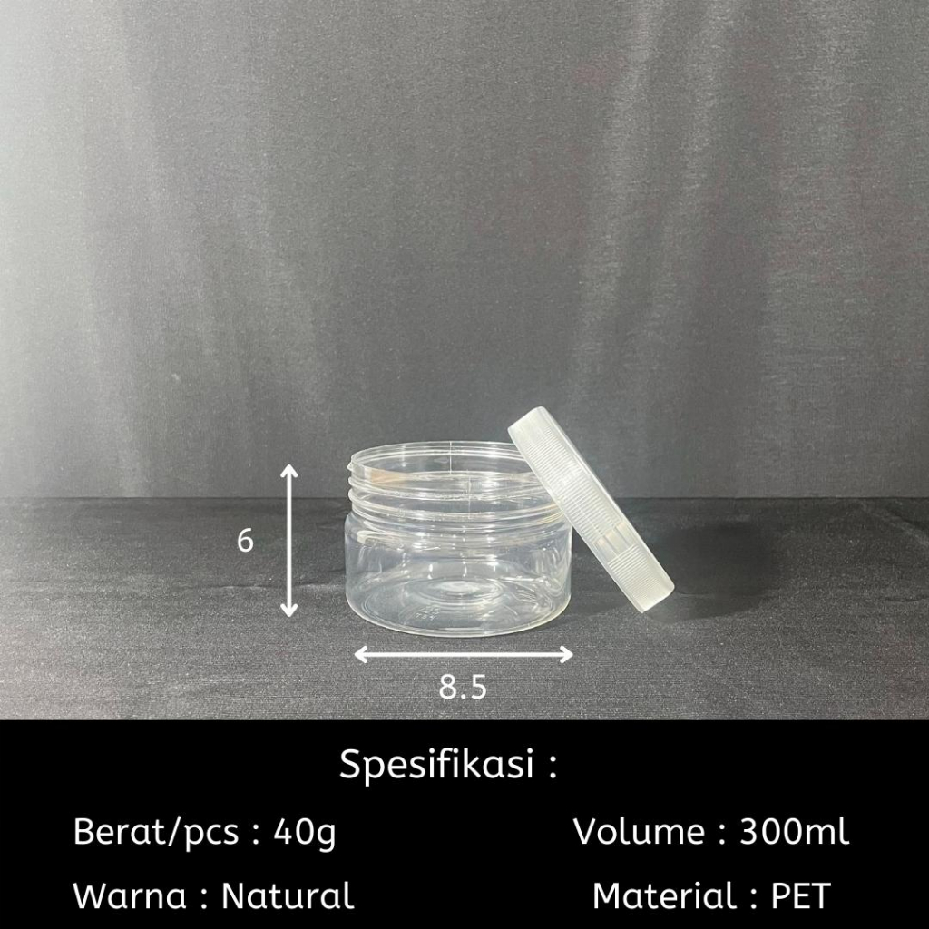 Jual Toples Tabung 300Ml Natural / Jar Cylinder Bening 300Ml + Tutup ...