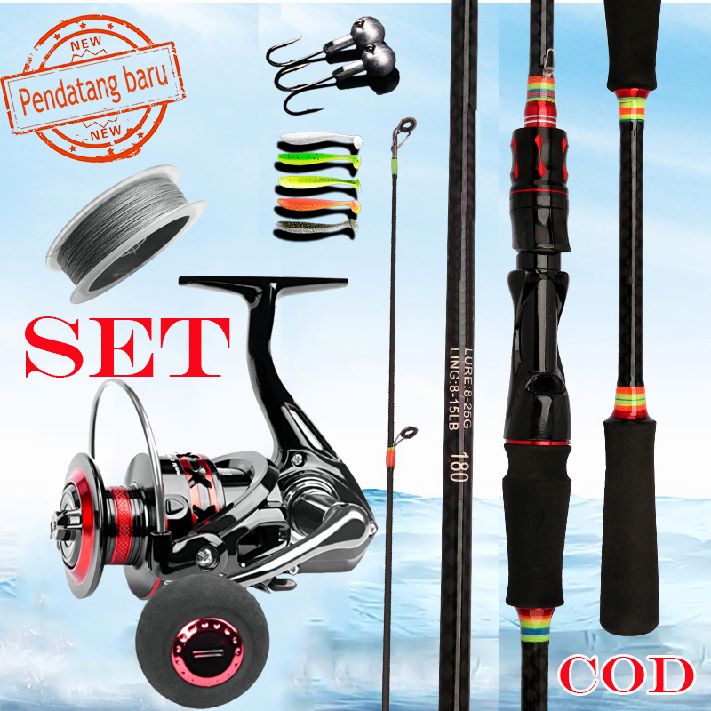 Jual HAIYI FISHING Spinning Fishing Rod Metal Spool Spining Fishing Reel Set Pancing 1.65M/1.8M ...