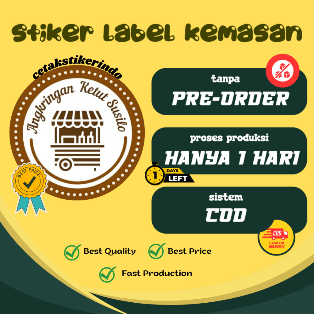 Jual Cetak Stiker Label Kemasan Produk Laminasi Glossy Doff | Shopee ...