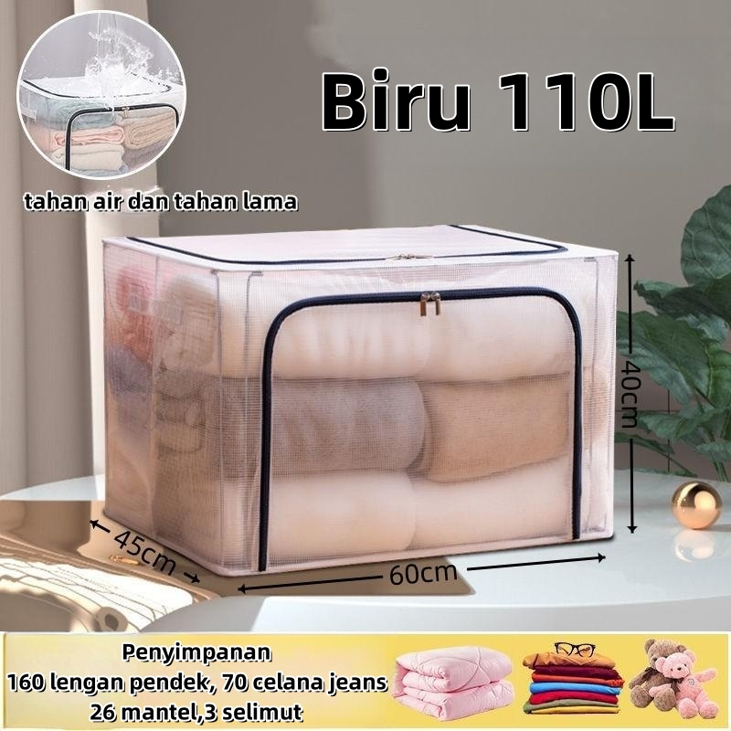Jual Kotak Penyimpanan 66L 110L Storage Box Organizer Besar Lipat Transparant Large Box Storage ...