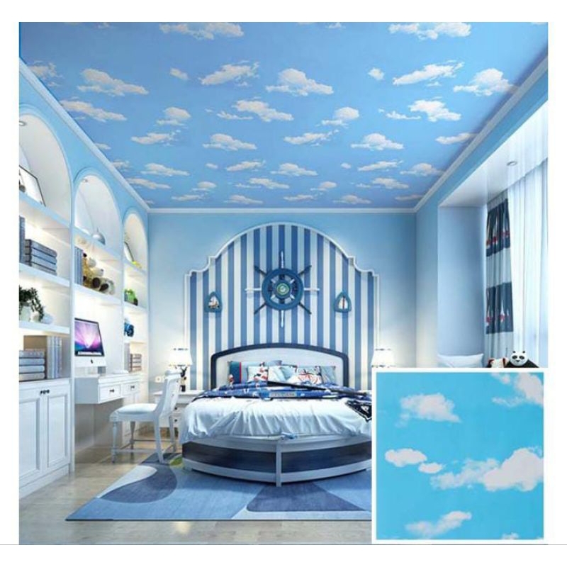 Jual Wallpaper Sticker Dinding 3D Motif Awan Biru Murah | Walpaper ...