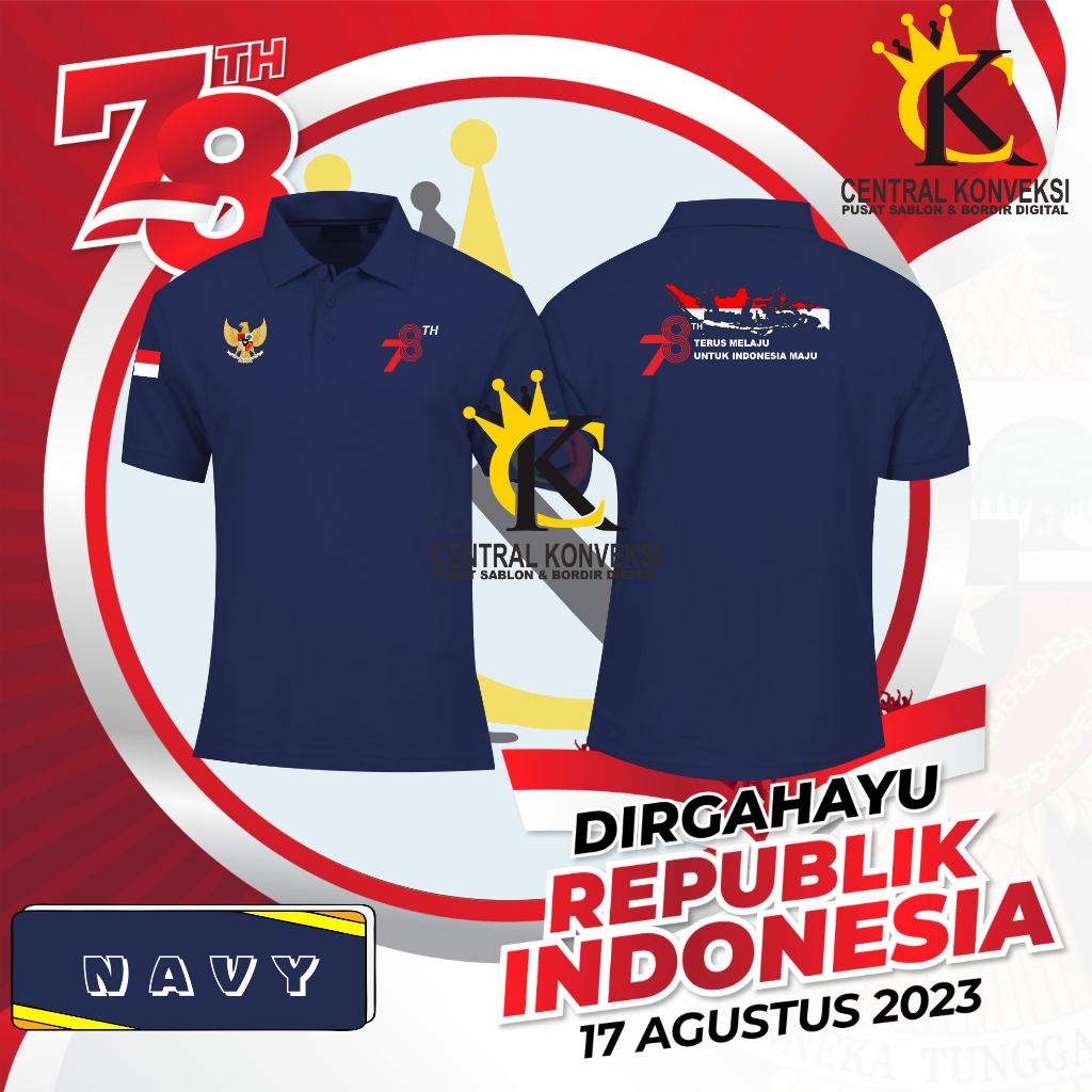 Jual Poloshirt / Kaos Kerah Polo Hut RI ke 78th Terus Melaju Untuk ...