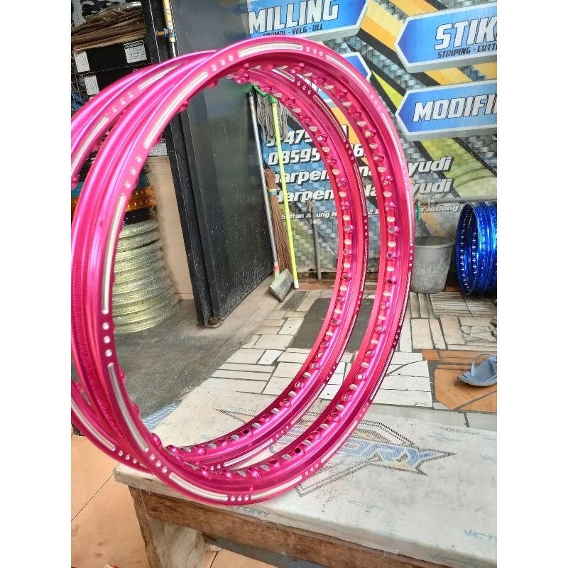 Jual ** 1 BIJI ** Velg VROSSI Custom Milling ANODIZE WARNA PINK Uk 120 ...