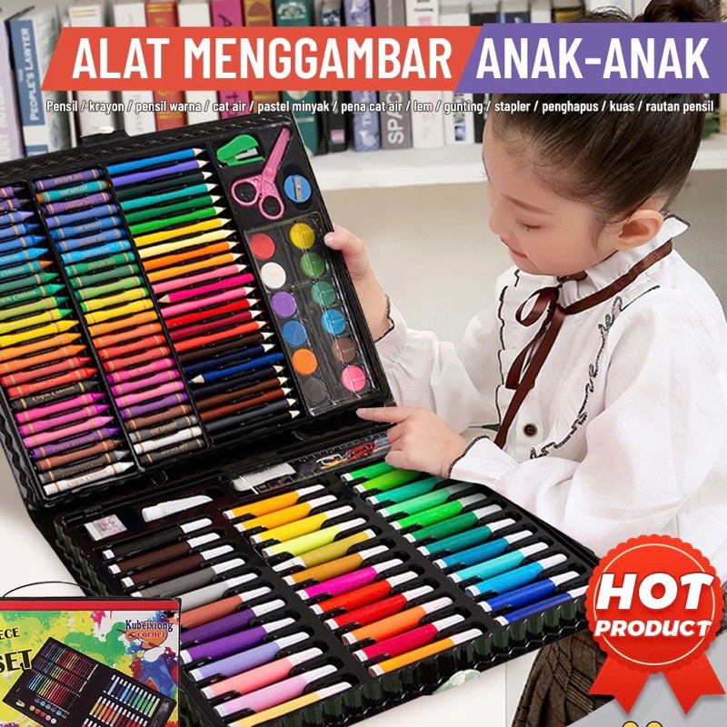 Jual Crayon Set 168pcs / Krayon Mewarnai Anak 168pcs / Pensil Warna Set ...