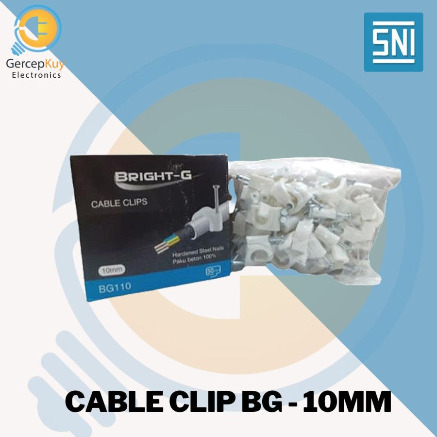 Jual Cable Clip / Klem / Klip Kabel Tembok BRIGHT - G 10mm isi 50pcs ...