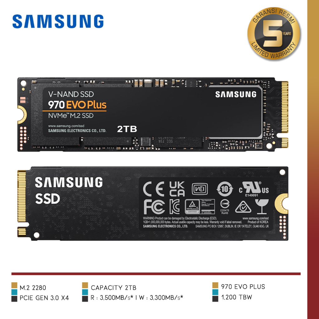 Jual SSD SAMSUNG - SSD 970 EVO PLUS NVME M.2 2TB MZ-V7S2T0B/AM PCIe Gen ...