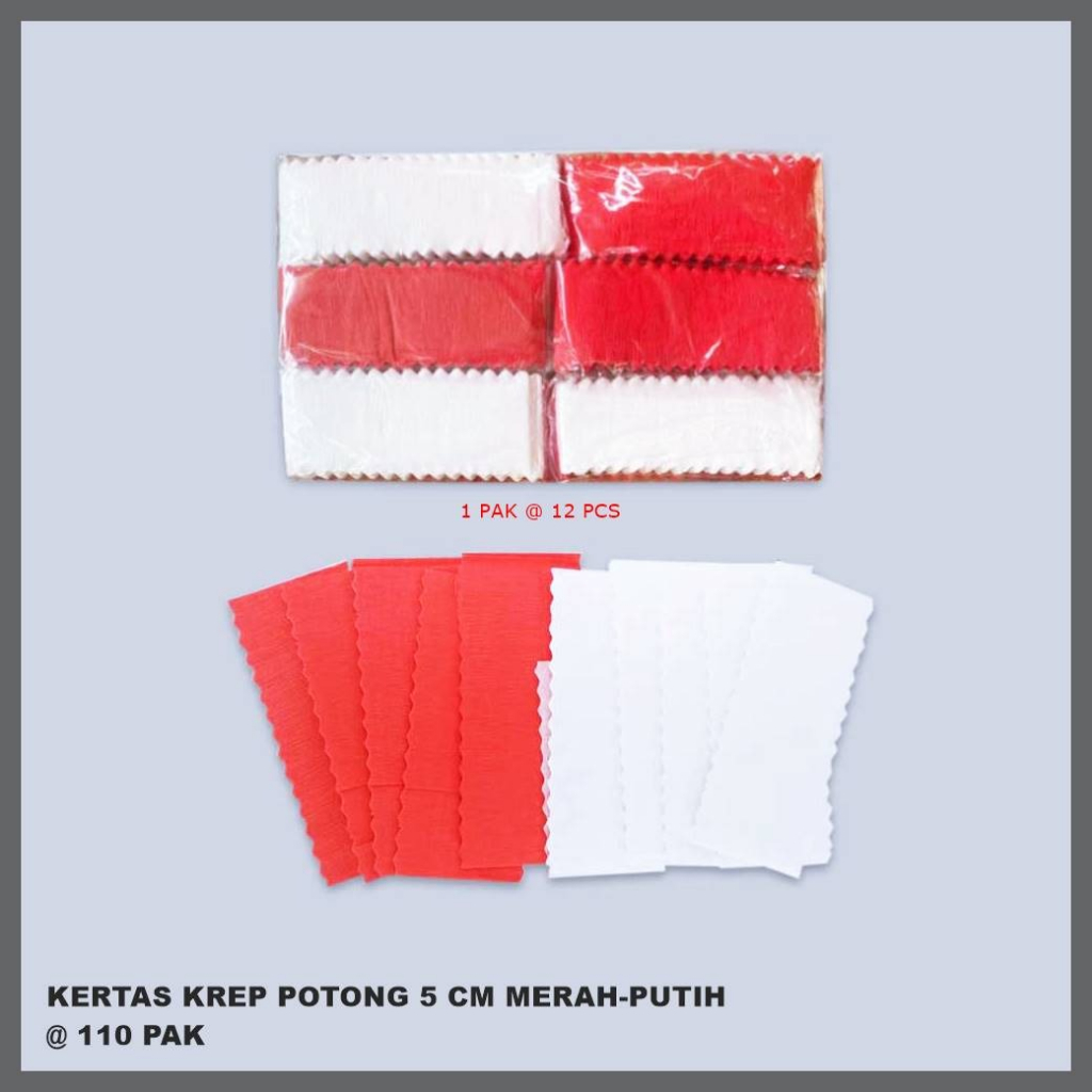 Jual Kertas Kraft Crepe Krep Paper Potong Color Merah Putih 1 pak isi ...