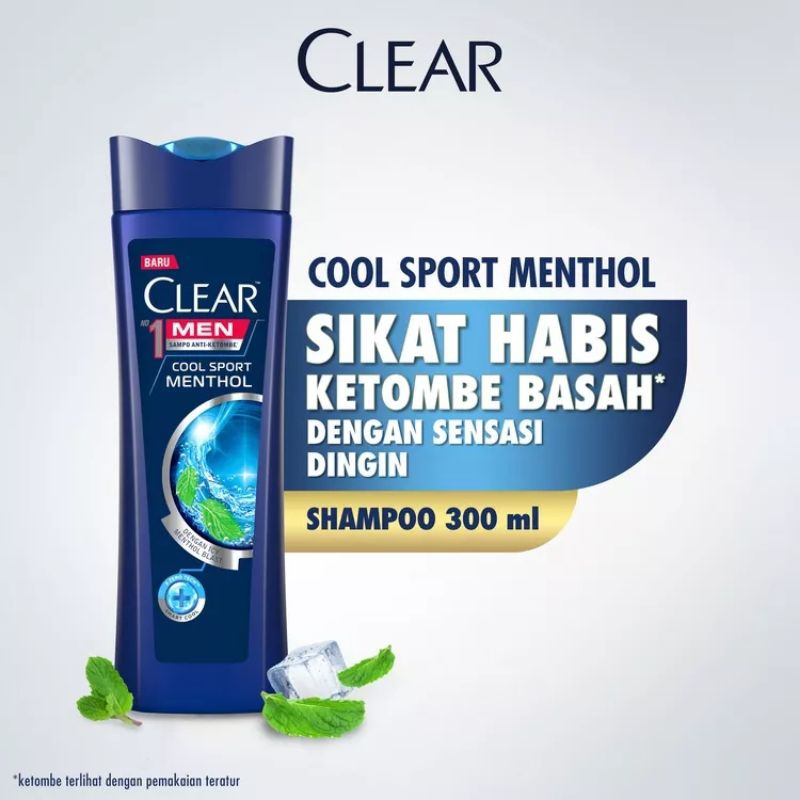 Jual CLEAR MEN Shampoo Cool Sport Menthol 300ml / Sampo Anti Ketombe ...