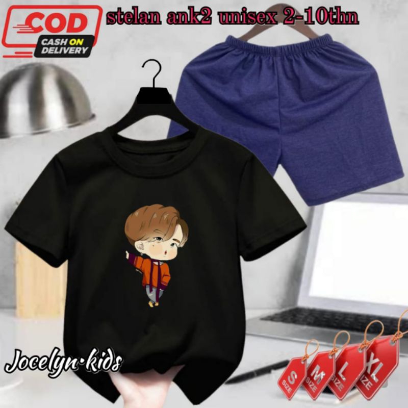 Jual Baju setelan OB+CPK ank2 cwe/cwo buat 2-10thn logo BTS-J2 | Shopee ...