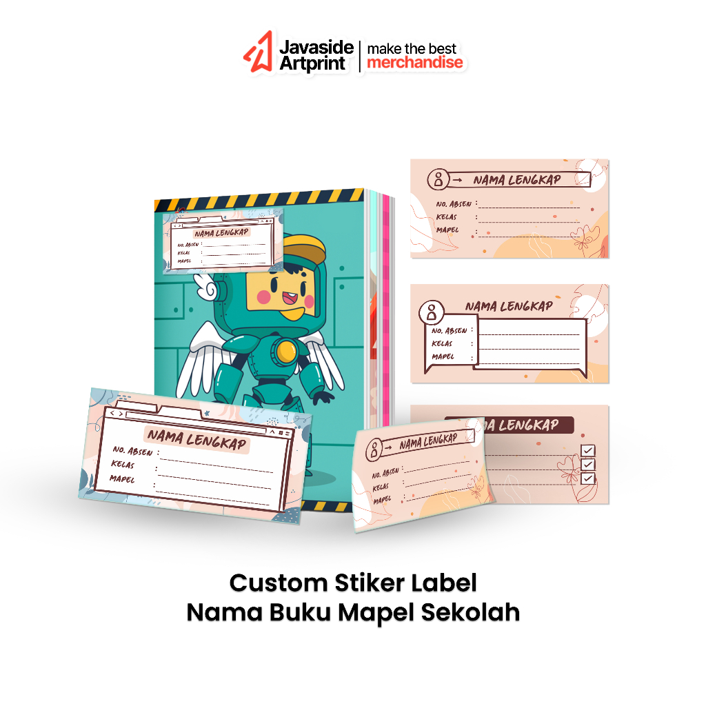 Jual Custom stiker label Nama Buku Mapel Sekolah - Javaside artprint ...