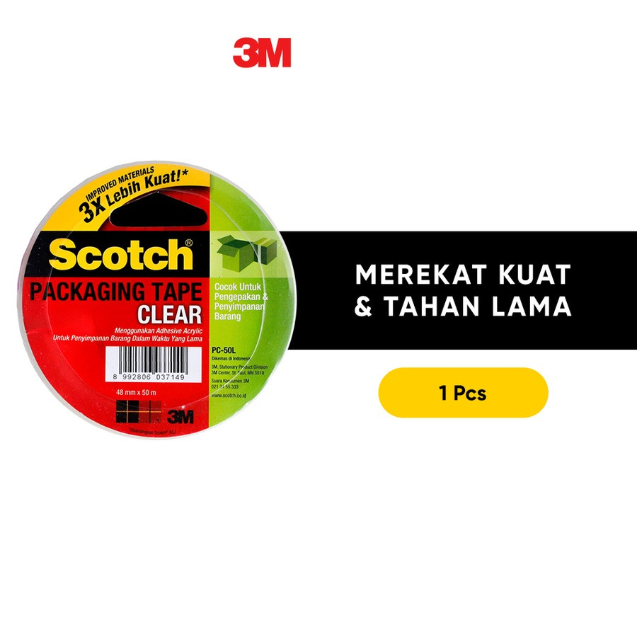 Jual Ktmstore Scotch 3M Packaging Tape Clear PC-50L Lakban Isolasi Bening (48mmx50m) | Shopee ...