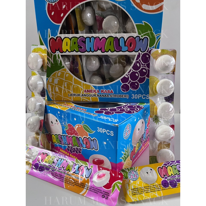 Jual Marshmallow Bulat Marsmallow Mochi Box Mallow Moci isi 30 pcs ...