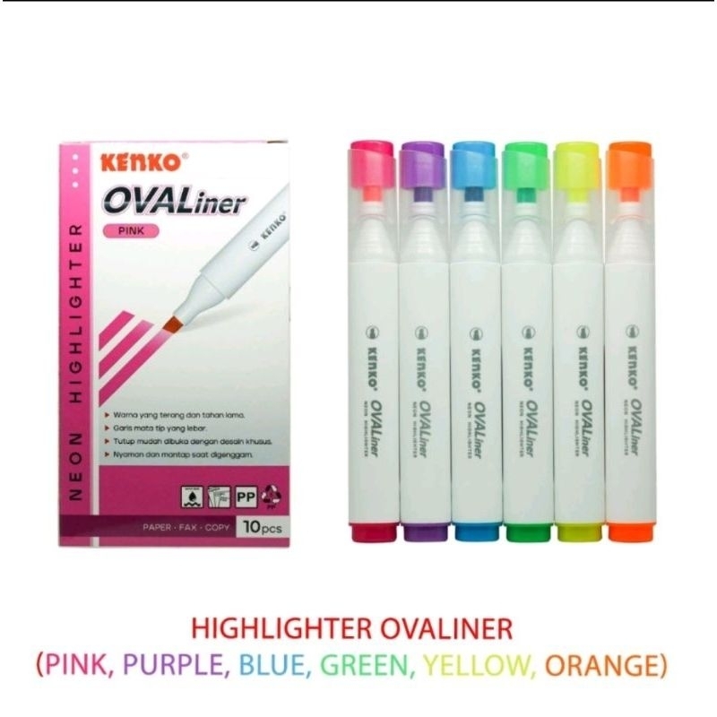 Jual Neon Highlighter KENKO Ovaliner (1pc) | Shopee Indonesia