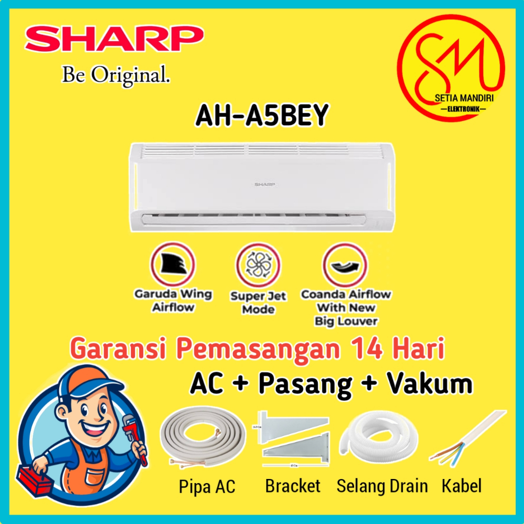 Jual AC SHARP 1/2 PK AHA-05BEY/05BBY MURAH AH05BEY STANDARD PASANG ...