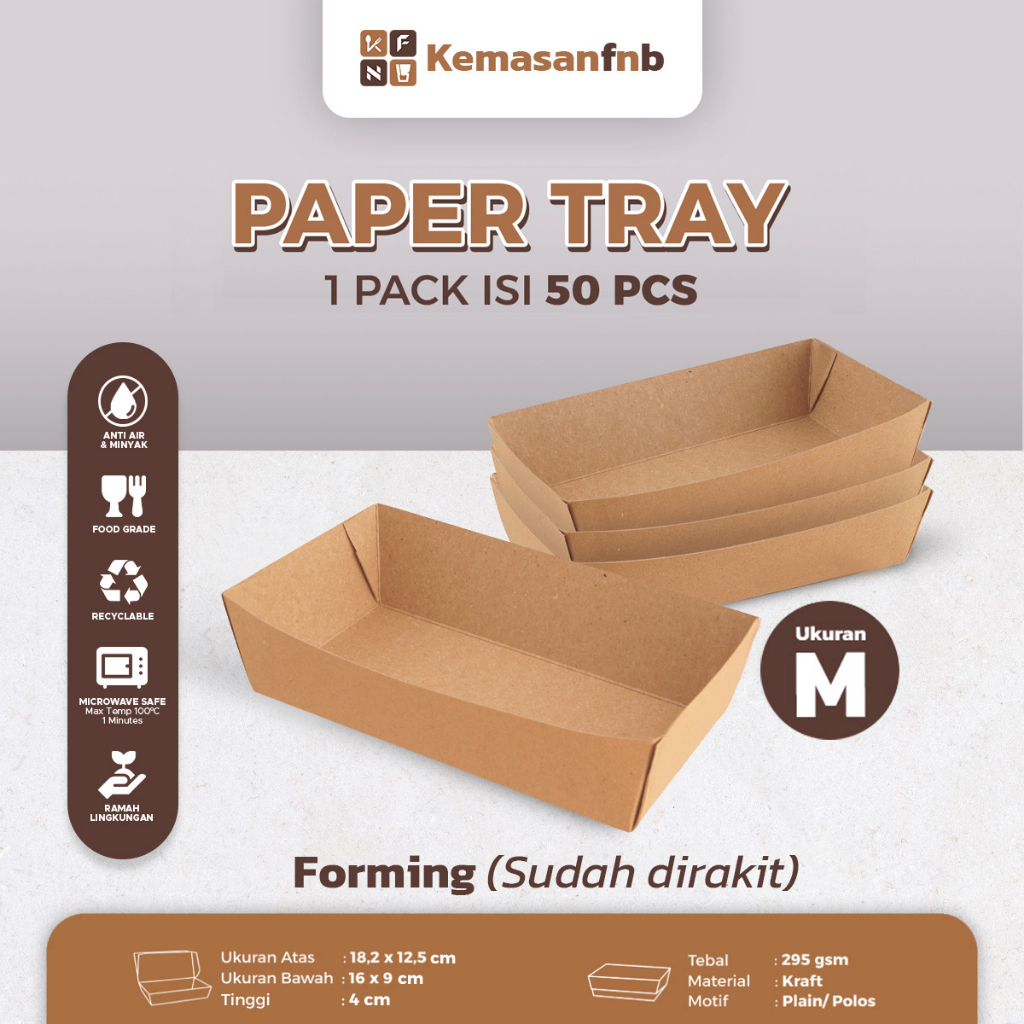 Jual Paper Tray [Forming] 1 Pack Isi 50 Pcs polos kraft 295gr laminasi ...