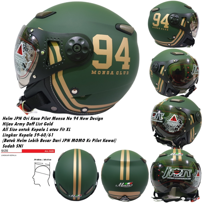 Jual Helm Dewasa Kaca Pilot Retro Klasik JPN MONSA NO 94 Kaca Riben ...