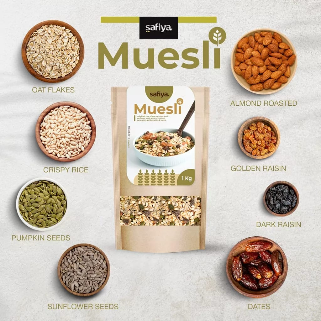 Jual Muesli Safiya 1 Kg Sereal Makanan Ringan Dan Sarapan Sehat Premium ...