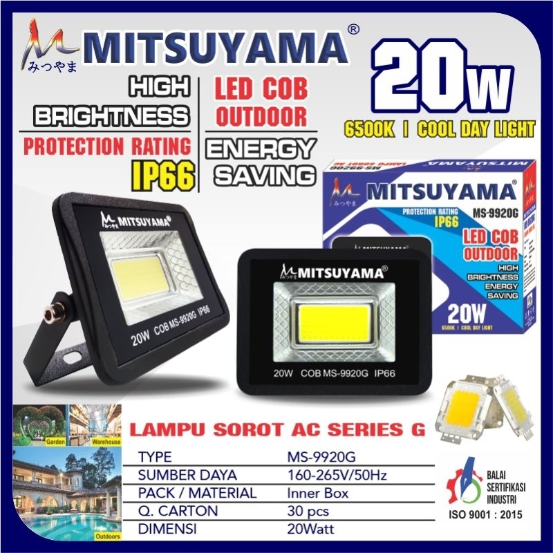 Jual Lampu sorot LED COB 20 watt mitsuyama MS-9920G IP66 | Shopee Indonesia