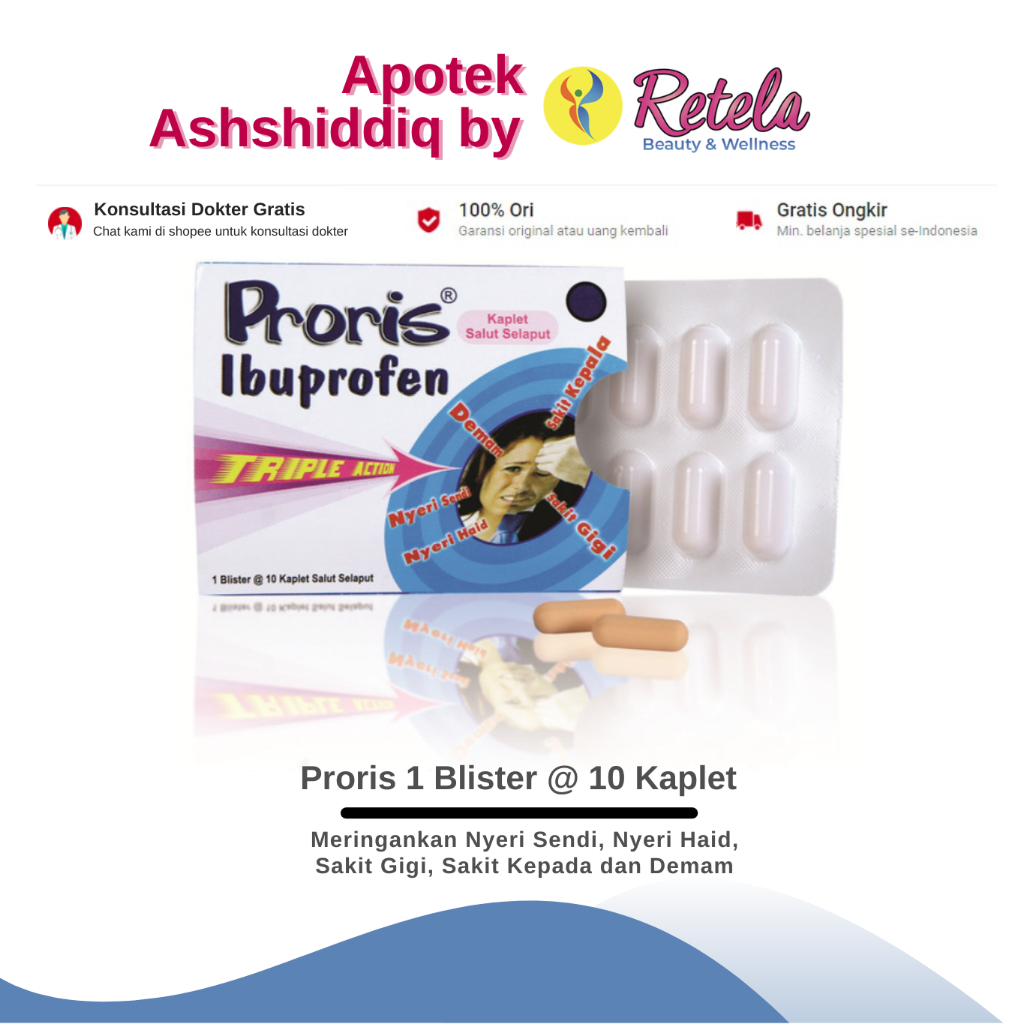 Jual Proris 1 Blister @ 10 Kaplet / Ibuprofen 200 Mg / Meringankan ...