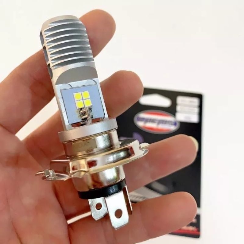 Jual Lampu LED Utama Motor H4 Kaki 3 Putih Arus Dc Universal Vixion Scoopy Ninja R15 Pulsar ...