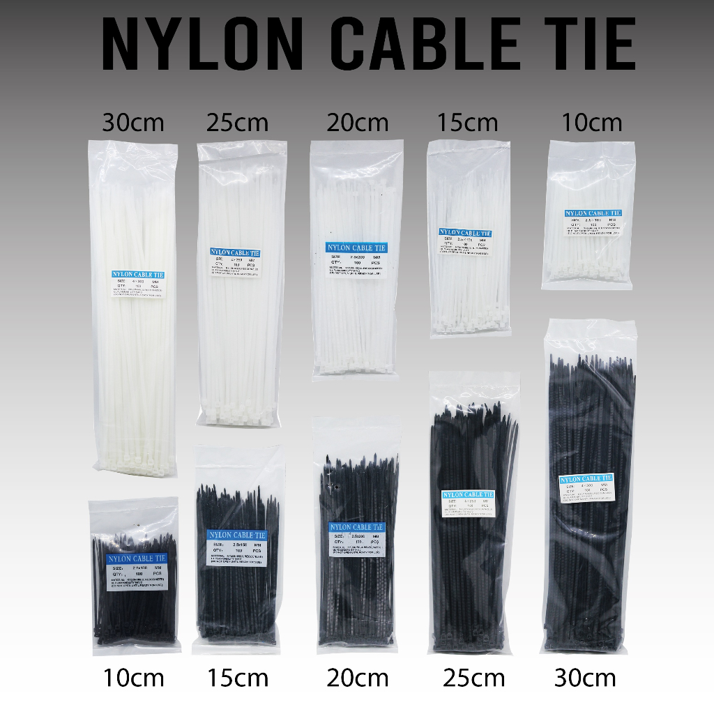 Jual Nylon Cable Tie 10cm 15cm 20cm 25cm 30cm Kabel Ties Tis 10 15 20 25 30 cm Insulock Hitam ...