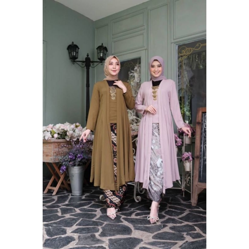 Jual Baju Setelan Kebaya Kutu Baru Long Tunik Modern / Kebaya Wisuda ...