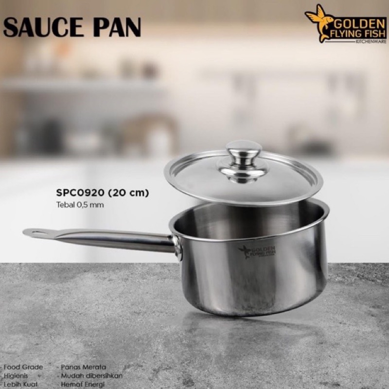 Jual Golden Flying Fish Sauce Pan Panci Stainless Steel 20cm | Shopee ...